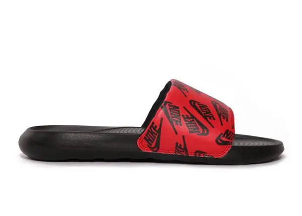 Nike Victori One Logo Print Slides - Black/red