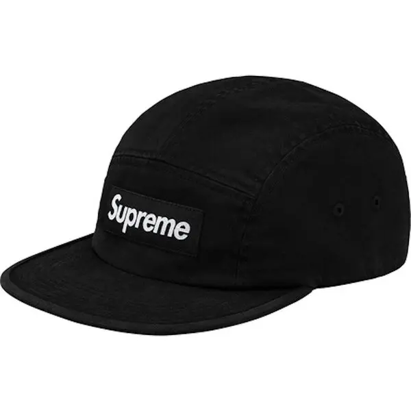 Supreme Washed Chino Twill Camp Cap - Black