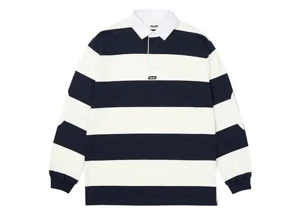 PALACE Elbow Stripe Rugby - White/navy Blue