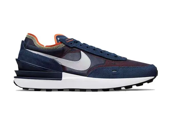 Nike Waffle One Sneakers - Midnight Navy Blue/white/orange Melon Tint