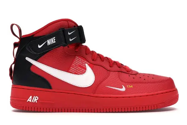 Nike Force 1 Mid Utility Sneakers - University Red/white/black