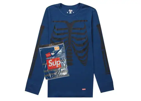 Supreme Hanes Bones Thermal Crew - Blue | Editorialist