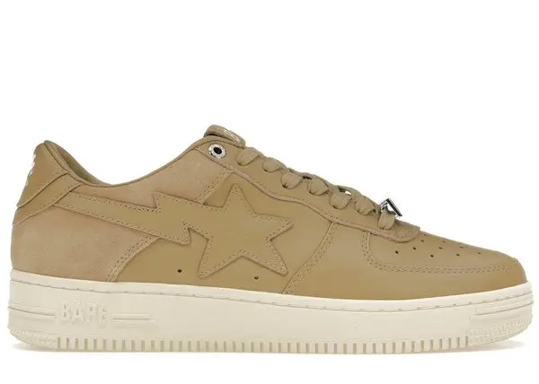 BAPE Sta Low Suede Heel - Beige/white