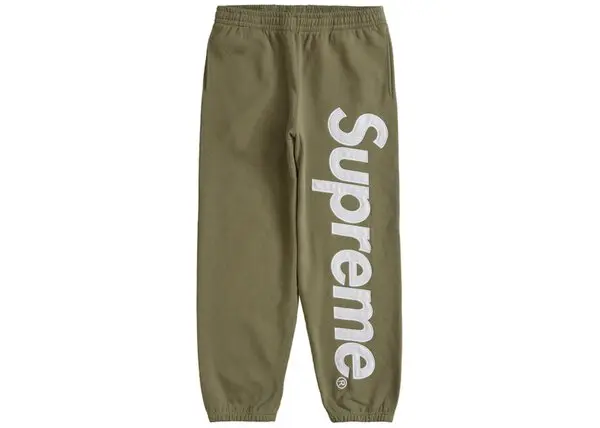 Supreme Satin Appliqué Sweatpant - Light Olive