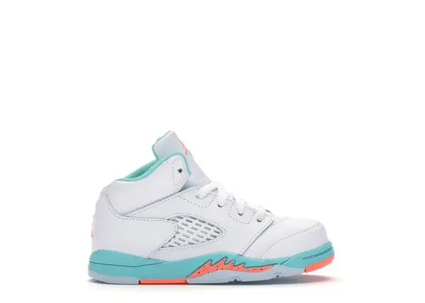 JORDAN 5 Retro High-top Sneakers - White/crimson Pulse/light Aqua
