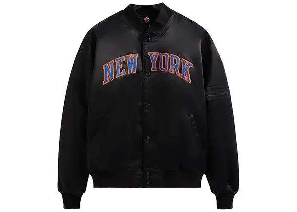 Kith New York Knicks Satin Bomber Jacket - Black
