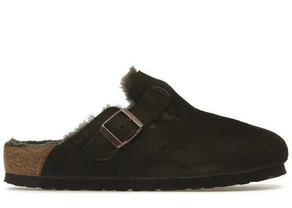 BIRKENSTOCK Boston Shearling Suede Clogs - Mocha Brown