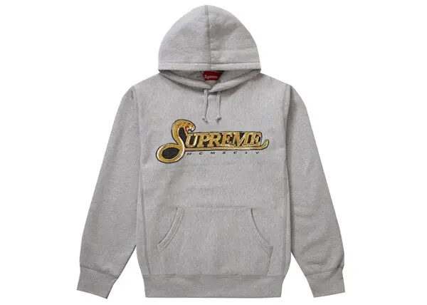 Supreme Sequin Viper Hooded Sweatshirt - Heather Grey