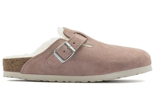 BIRKENSTOCK Boston Shearling Suede Clogs - Pink Clay