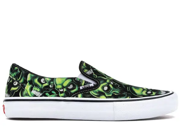 VANS Slip-on Supreme Skull Pile Sneakers - Black/green