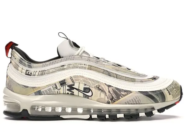 Nike Air Max 97 Newspaper Sneakers - Sail/black/team Orange