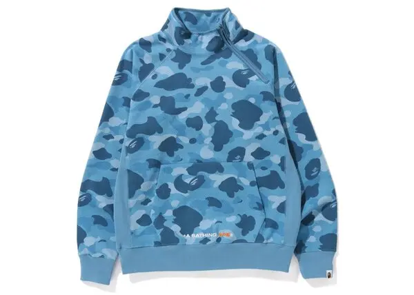 BAPE Honeycomb Camo Side Zip Crewneck Sweatshirt - Blue