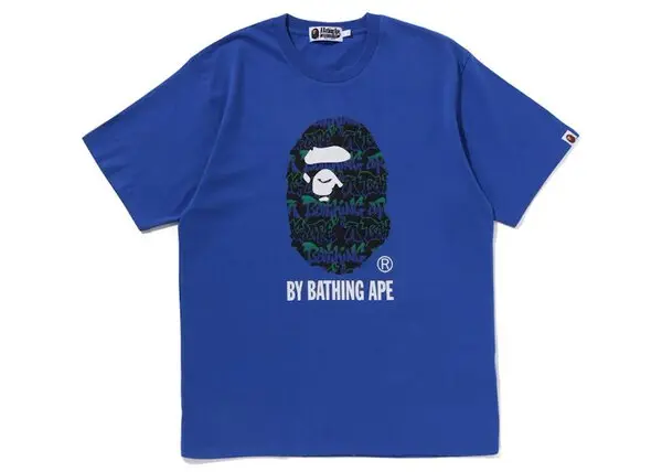 BAPE Graffiti Pattern Bathing Ape Tee Shirt - Blue