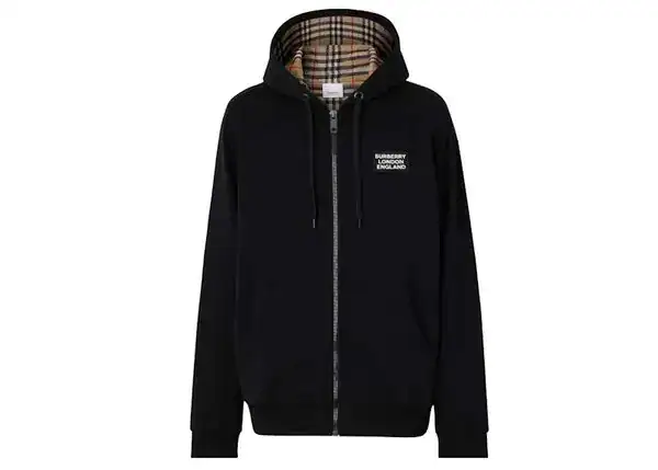 Burberry Cotton Blend Zip Hoodie - Black | Editorialist