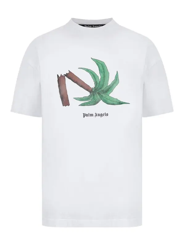 Palm Angels Broken Palm T-shirt - White/brown/green
