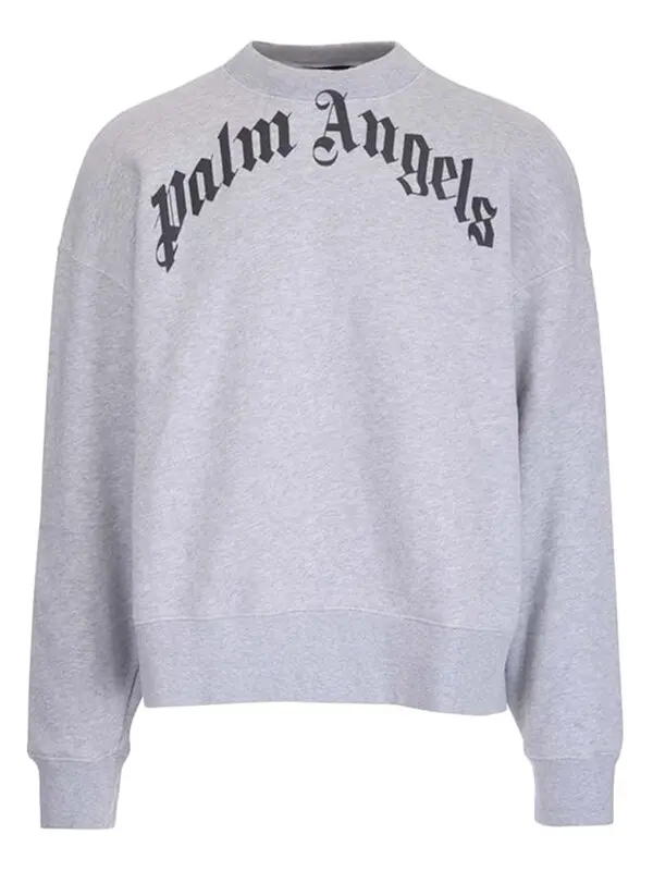 Palm Angels Curved Logo Sweatshirt - Grey/black