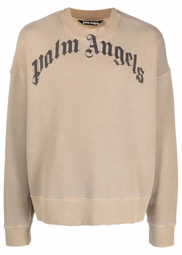 Palm Angels Curved Logo Crewneck Sweatshirt