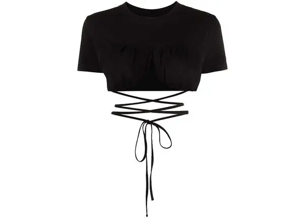 Jacquemus Cropped Wraparound T-shirt - Black