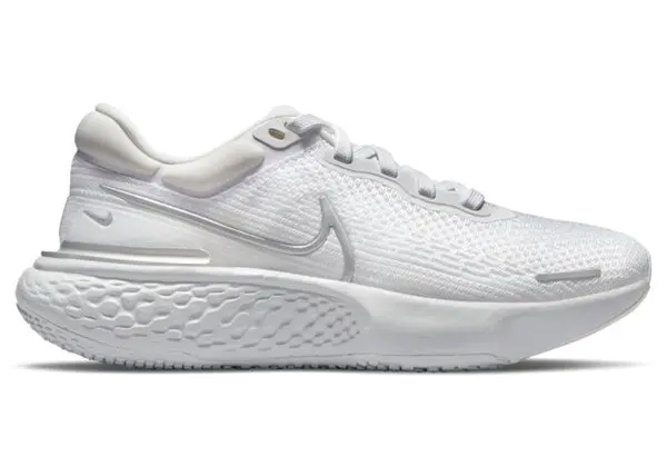 Nike Zoomx Invincible Run Flyknit Sneakers - White/pure Platinum/metallic Silver
