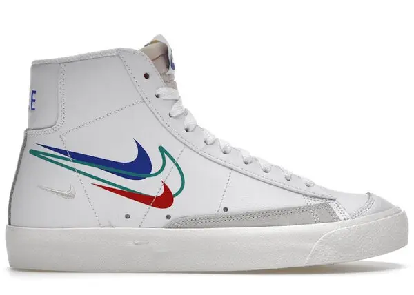 Nike Blazer Mid 77 Swoosh Sneakers - White/game Royal/university Red