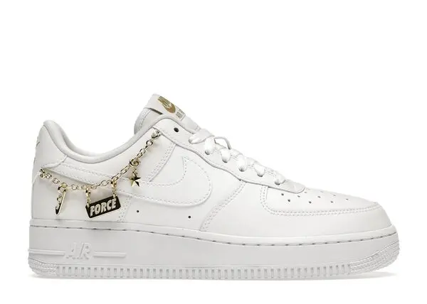 Nike Air Force 1 Low Lx Pendant Sneakers - White/metallic Gold