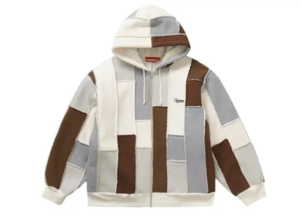Supreme Faux Shearling Zip Up Hooded Sweatshirt - Natural
