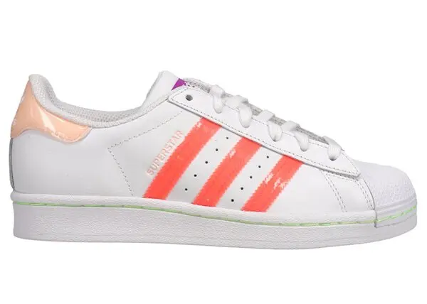 Adidas Superstar Lace Up Sneakers - Cloud White/signal Pink/shock Purple