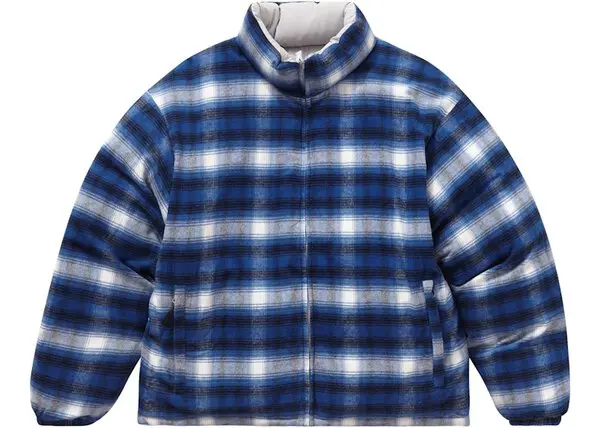 Supreme Flannel Reversible Puffer Jacket - Grey