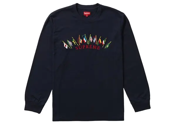 Supreme Flags Long Sleeve Top - Navy Blue