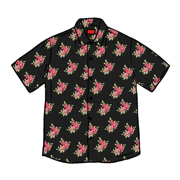 Supreme Floral Rayon Short Sleeve Shirt - Black