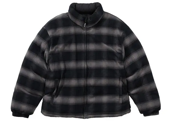 Supreme Flannel Reversible Puffer Jacket - Black