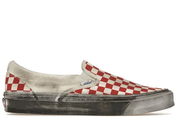 VANS Vault Ua Og Classic Slip-on Lx Stressed Checkerboard - Red/white