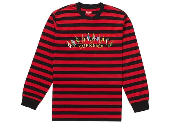Supreme Flags Long Sleeve Top - Red Stripe