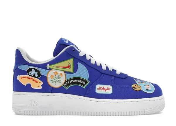 Nike Air Force 1 Low '07 Prm Los Angeles Patched Up Sneakers - Racer Blue/university Blue/white