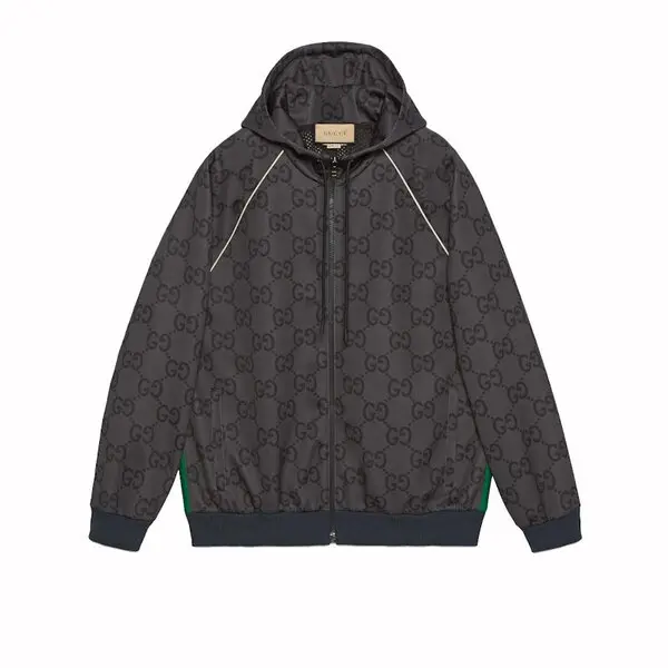 Gucci Jumbo Gg Zip Jacket - Grey/dark Grey