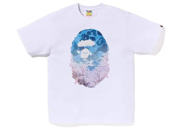 BAPE Sakura Photo Ape Head Tee Shirt - White