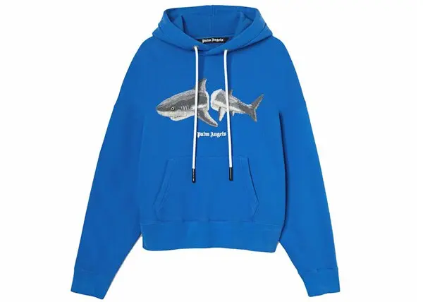 Palm Angels Shark Print Hoodie - Blue/grey