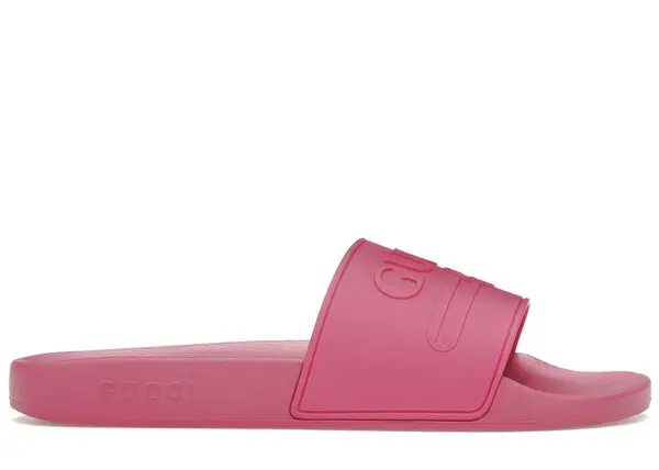 Gucci Logo Rubber Slides - Fuschia