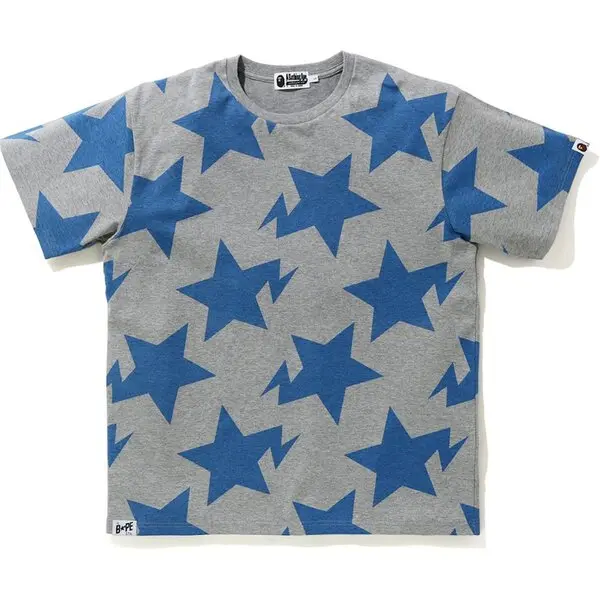BAPE Relaxed Sta Pattern Tee Shirt - Gray