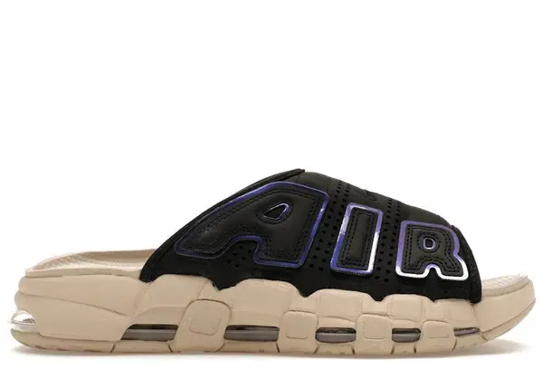 Nike Air More Uptempo Iridescent Slides - Black/sanddrift/clear