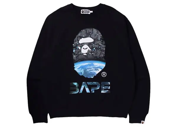 BAPE Space Camo Ape Head Crewneck Sweatshirt - Black