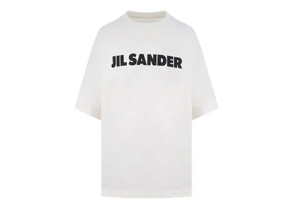 JIL SANDER Boxy Fit Logo Print T-shirt - Ivory/black