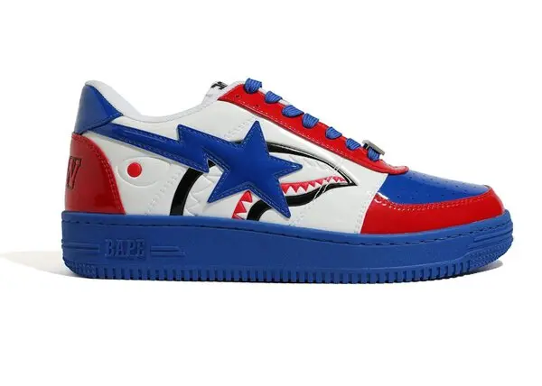 BAPE A Bathing Ape Sta Low London Store Shark Sole - White/red/blue