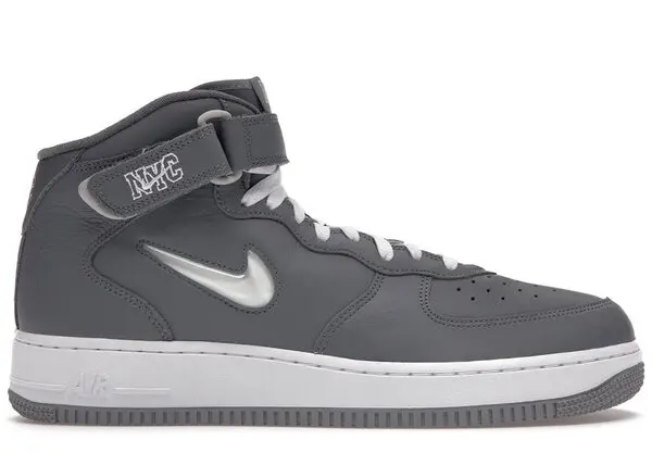 Nike Air Force 1 Mid Jewel Nyc Sneakers - Cool Grey/white/metallic Silver