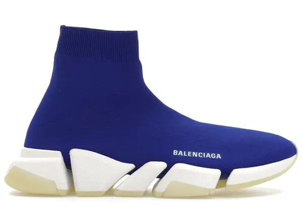 Balenciaga Speed 2.0 Knit Sneakers - Blue/white/glow In The Dark