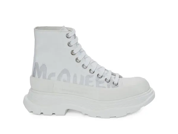 Alexander McQueen Tread Slick Graffiti Boots - White/silver