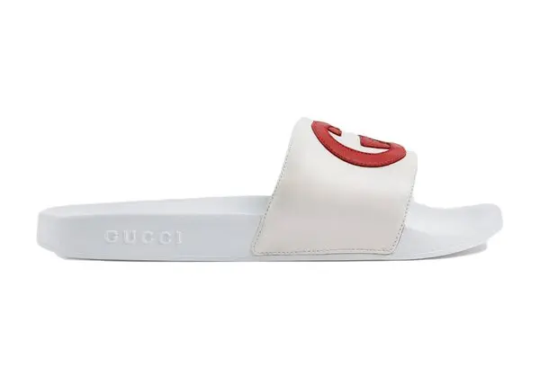 Gucci Slide Interlocking G Leather - White/red