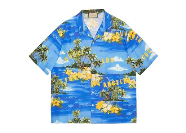 Gucci Printed Cotton Bowling Shirt - Blue/green/yellow
