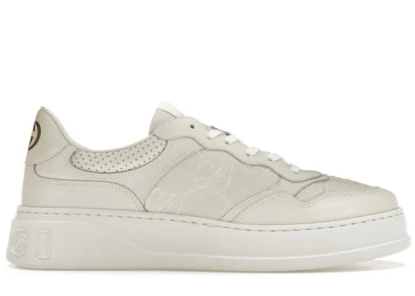 Gucci Gg Embossed Leather Sneakers - White