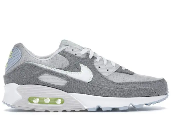 Nike Air Max 90 Recycled Canvas Sneakers - Vast Grey/barely Volt/celestine Blue
